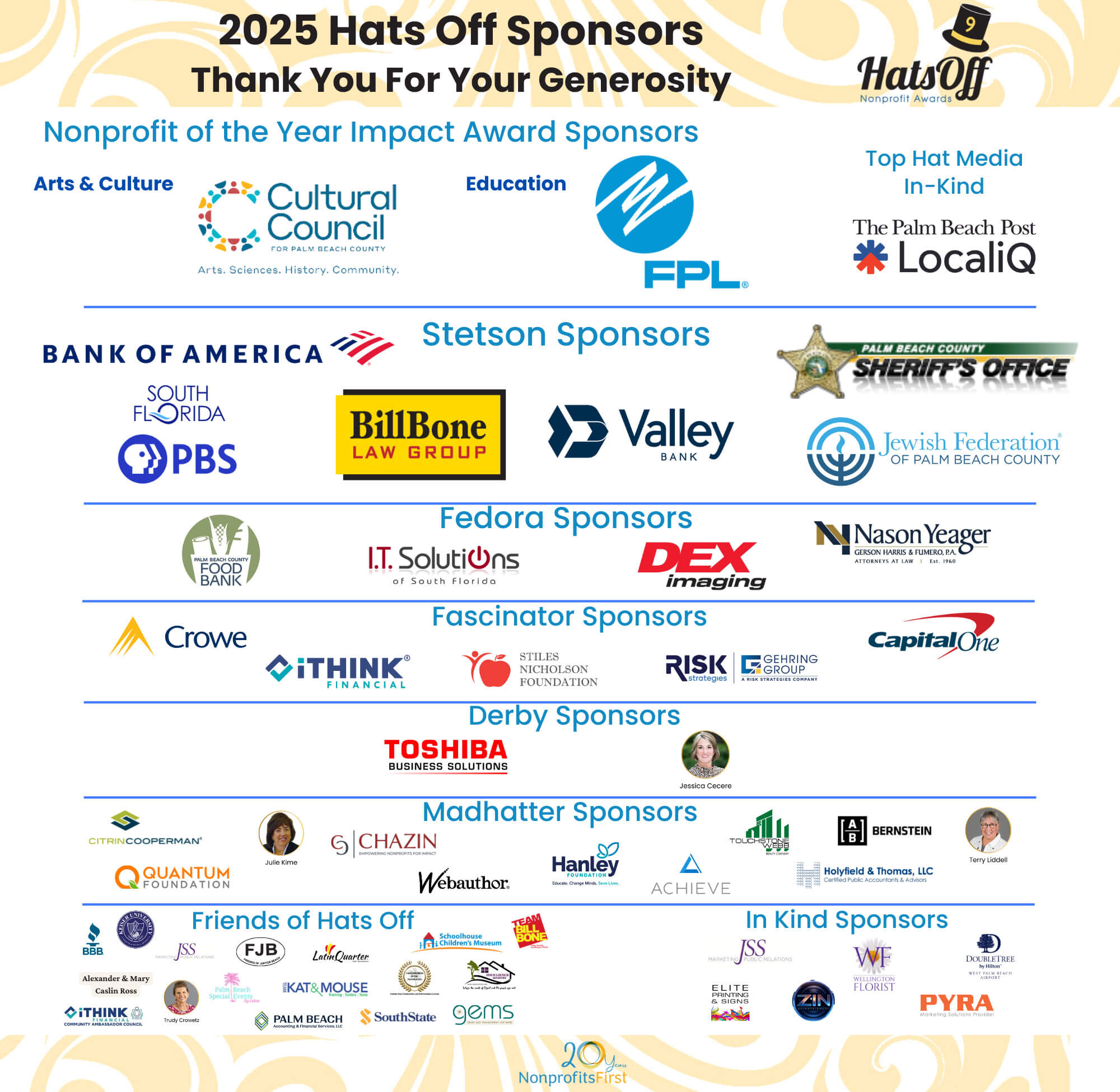 2025 Hats Off Sponsors - Nonprofits First