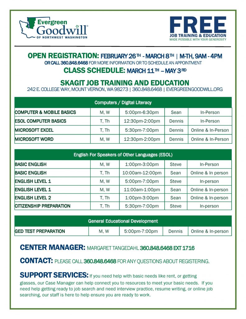 Skagit Goodwill Registering New Students Now - Mount Vernon Chamber of ...