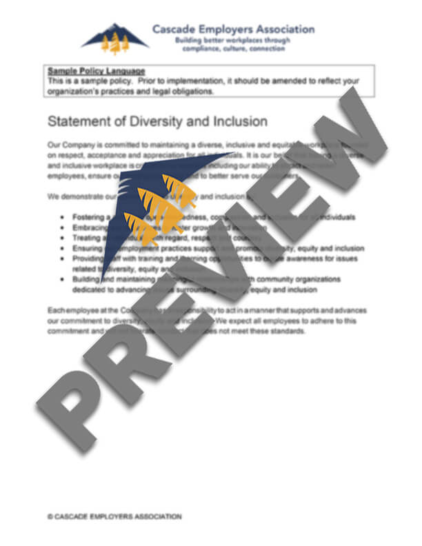 Diversity and Inclusion Policy - Cascade Employers Association