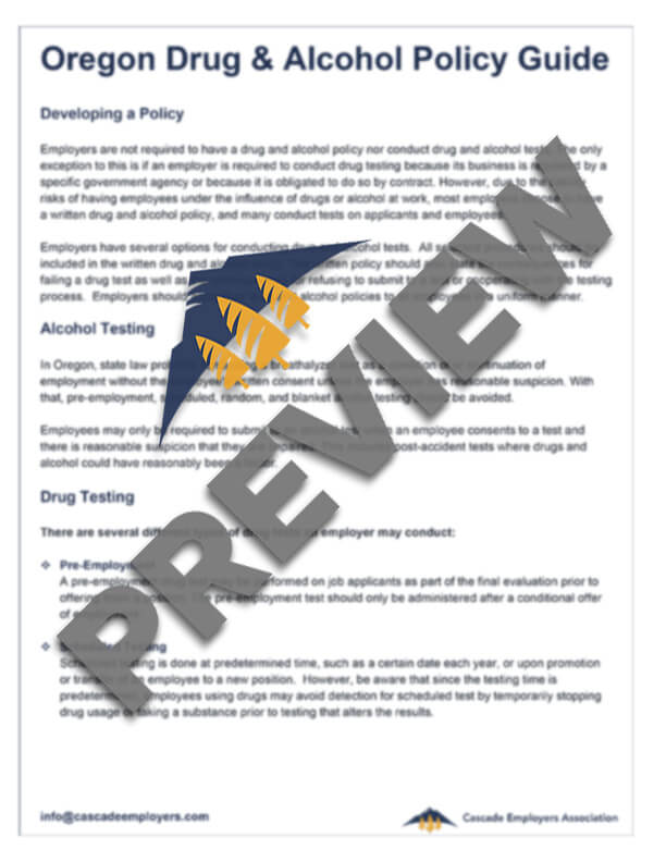 Drug and Alcohol Testing Guide - Cascade Employers Association