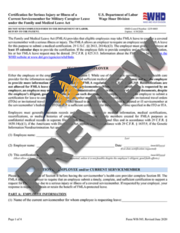FMLA Certification for Military Caregiver: Current Servicemember ...