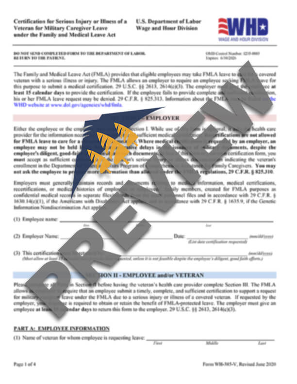 FMLA Certification for Military Caregiver: Veteran - Cascade Employers ...