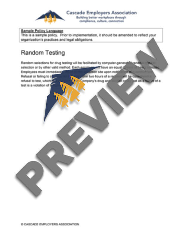 Random Drug Testing Policy - Cascade Employers Association
