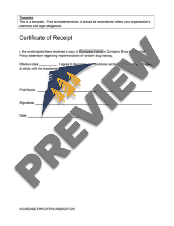 Random Test Receipt Policy - Cascade Employers Association