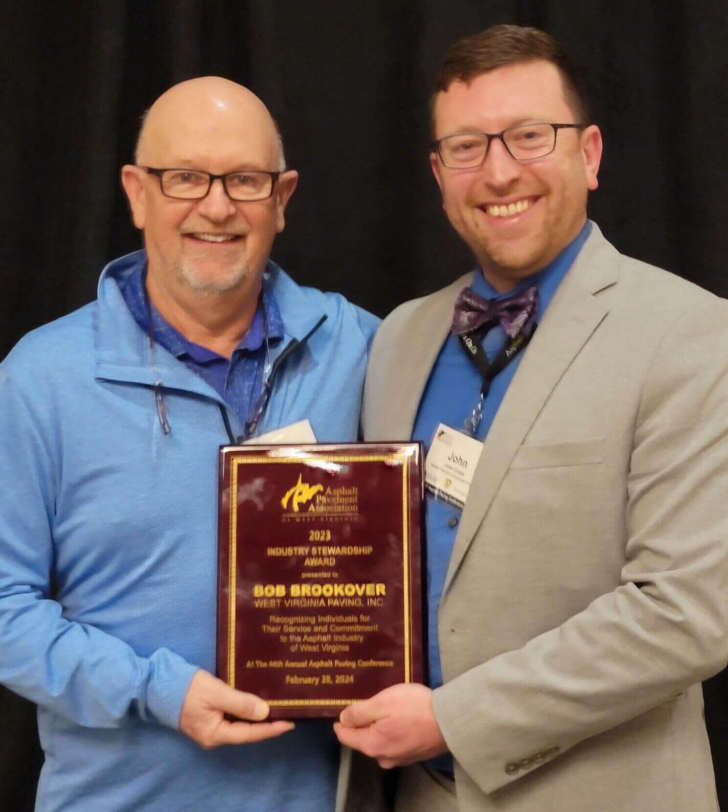 Bob Brookover, WV-Paving, Awarded the 2023 Asphalt Industry Stewardship ...