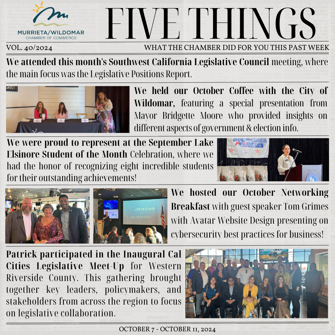 Five Things The Chamber Did For Your Business: October 7 - October 11 ...