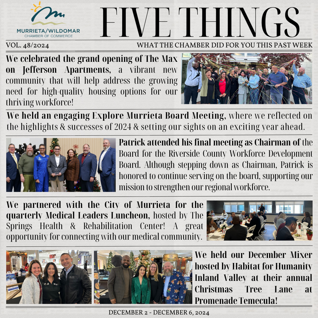 Five Things The Chamber Did For Your Business: December 2 - December 6 ...