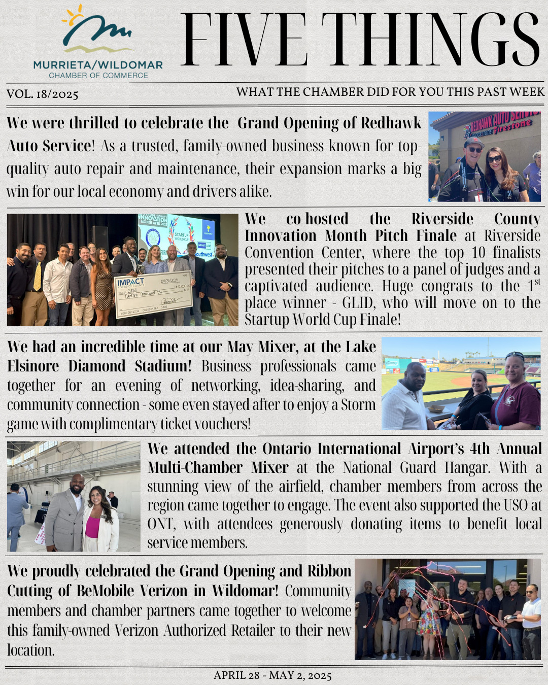 Five Things The Chamber Did For Your Business: April 28 - May 2, 2025 ...