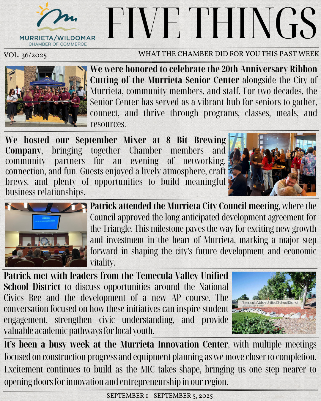 Five Things The Chamber Did For Your Business: September 1 - 5, 2025 ...